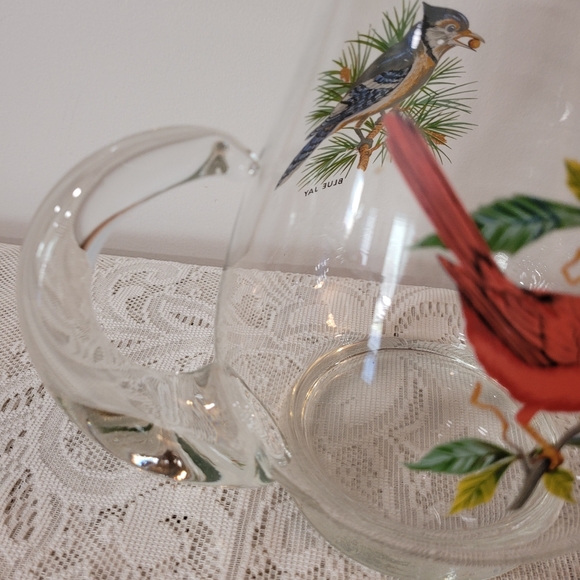 Vintage | Dining | Glass Bird Pitcher Cardinal Blue Jay | Poshmark